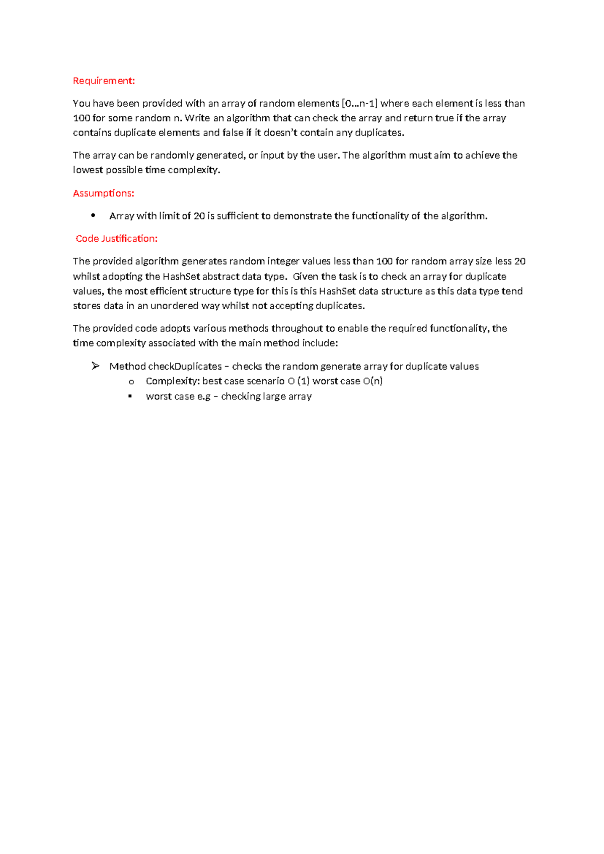 Code 2 Justification - Assignment - Requirement: You have been provided ...