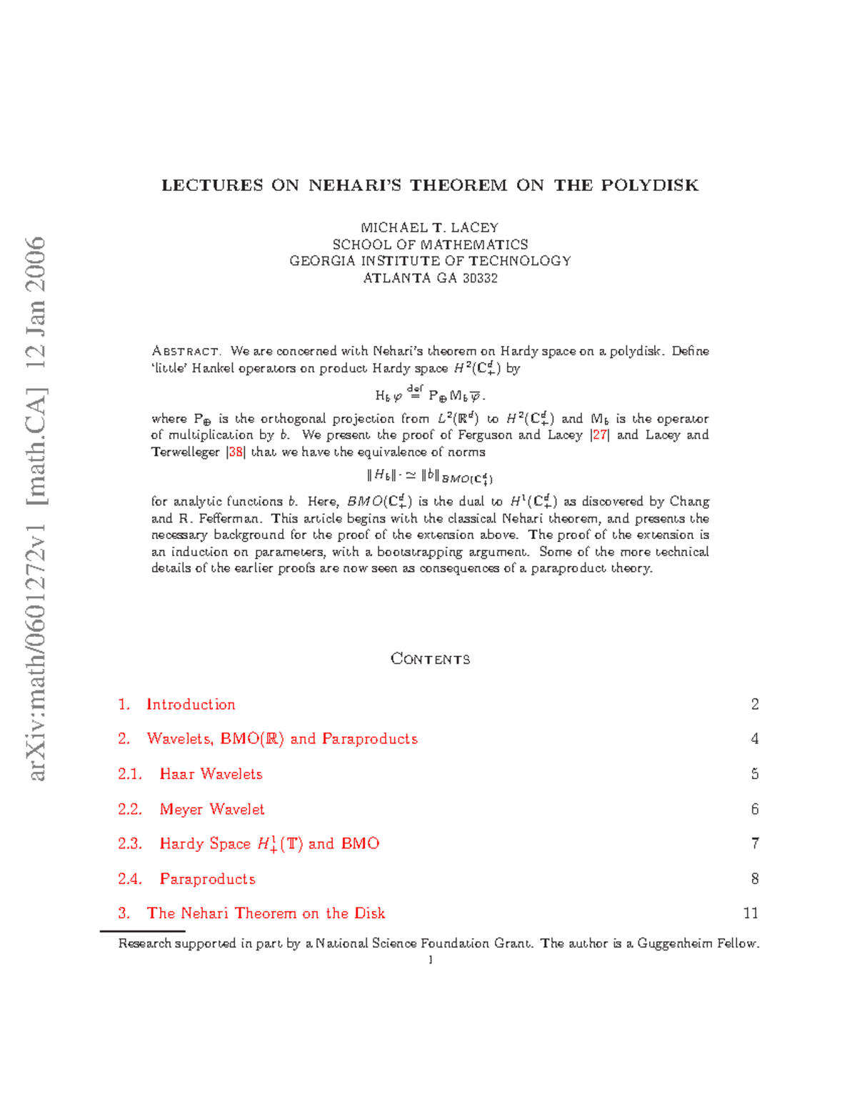 0601272 - Cours - arXiv:math/0601272v1 [math] 12 Jan 2006 LECTURES ON ...