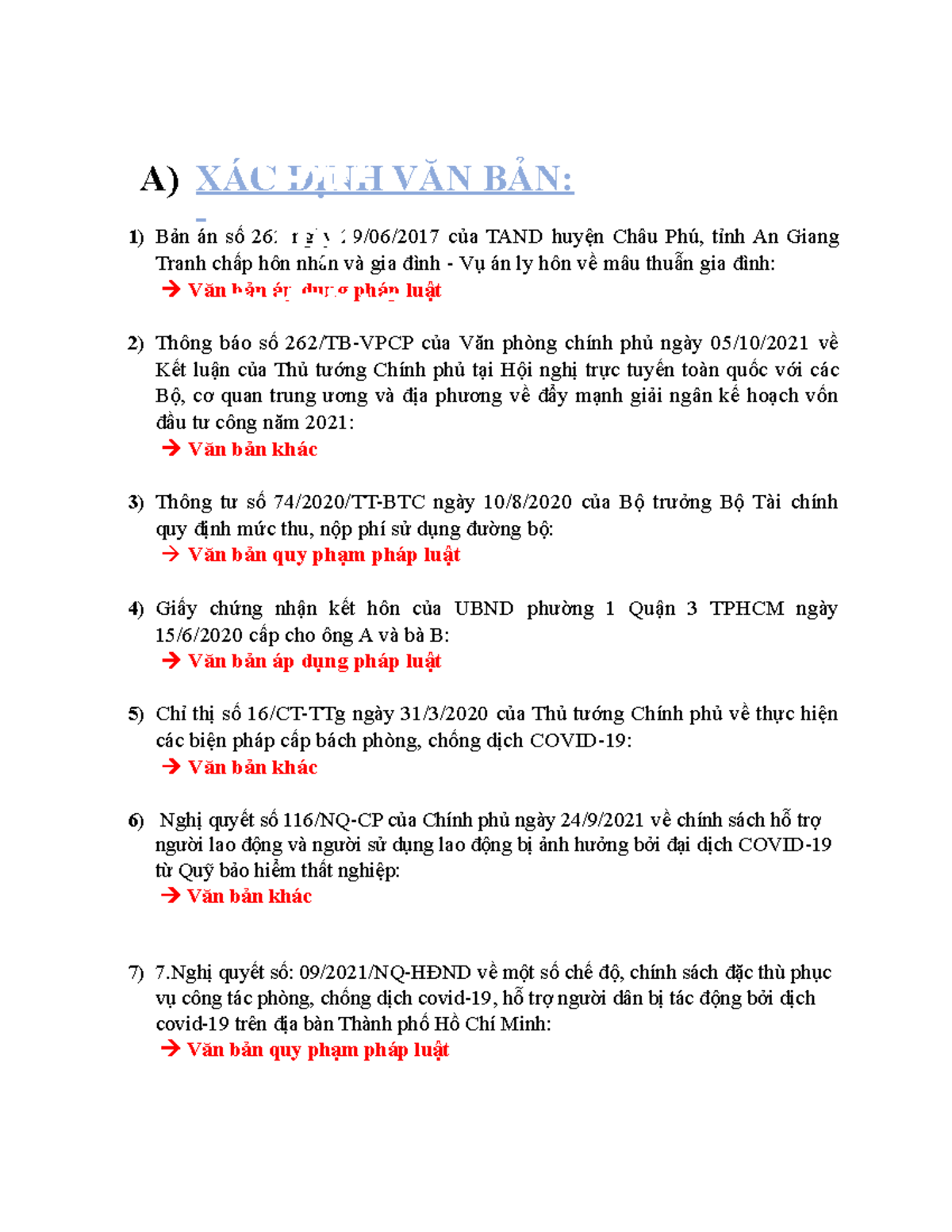 TỔNG HỢP LKD 1 - luật kinh doanh - A) XÁC ĐỊNH VĂN BẢN: 1) Bản án số ...