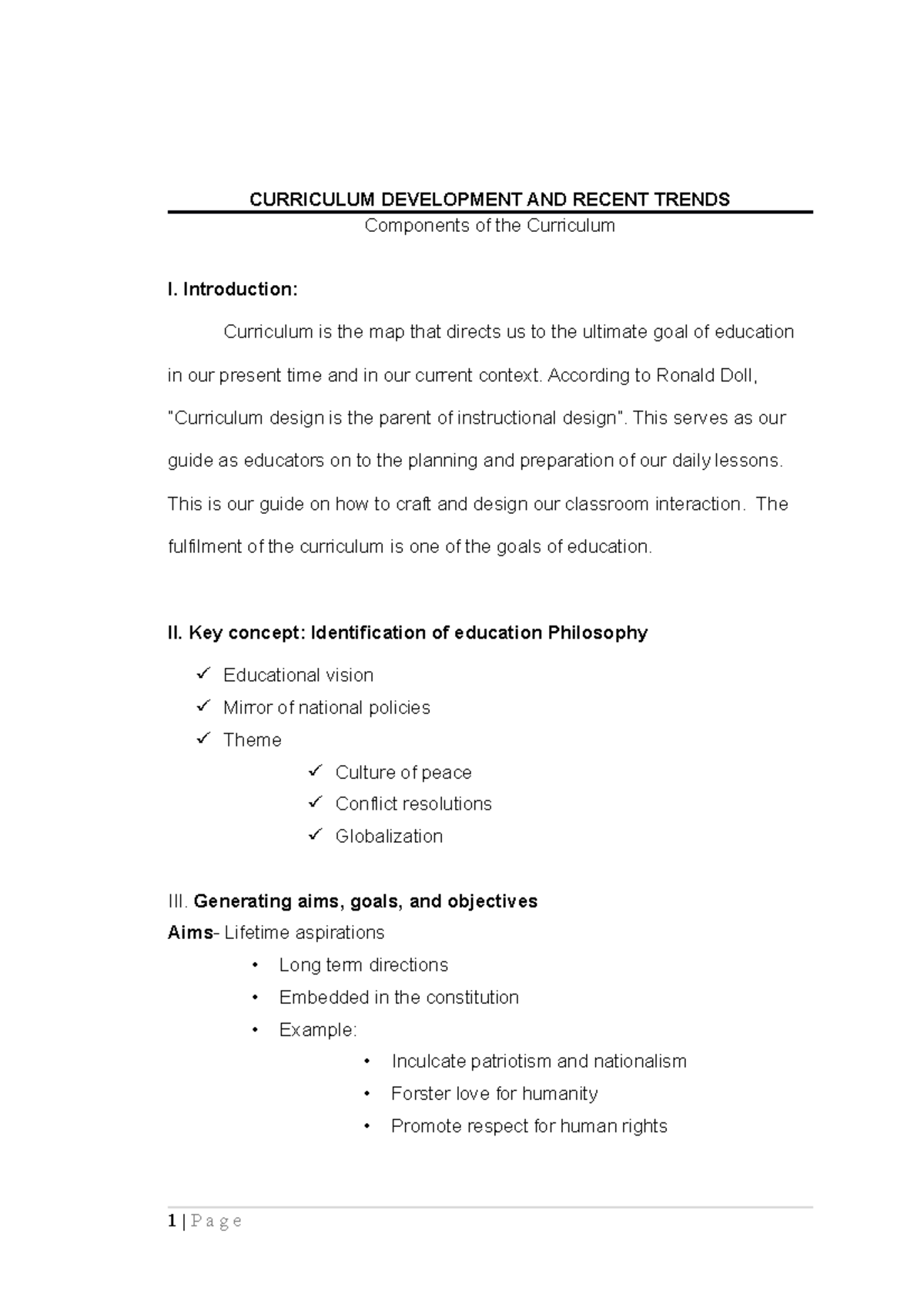 Components of the Curriculum - CURRICULUM DEVELOPMENT AND RECENT TRENDS ...