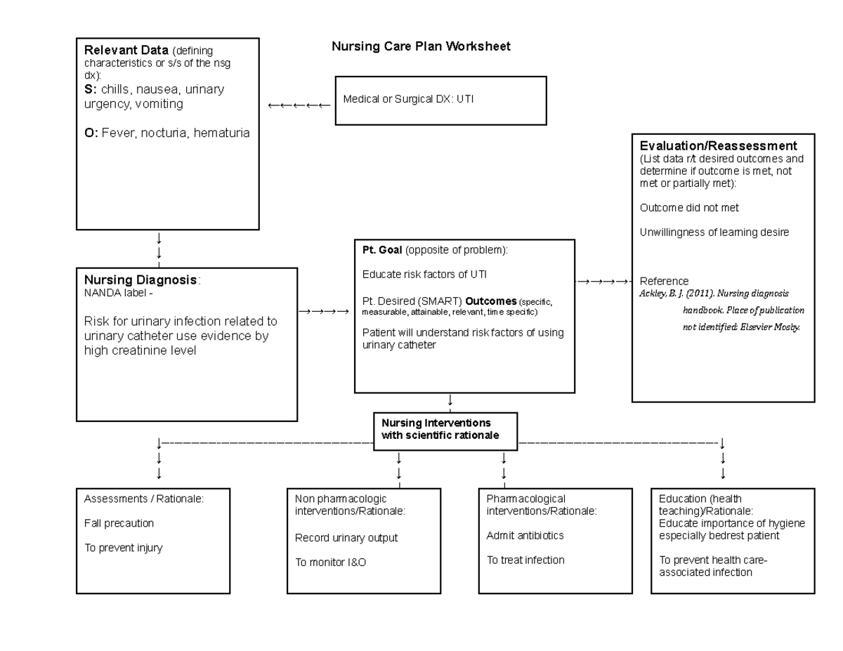 Nursing Care Plan UTI - Nursing Care Plan Worksheet ←←←←← ←←← ↓ ↓ ↓ →→→ ...