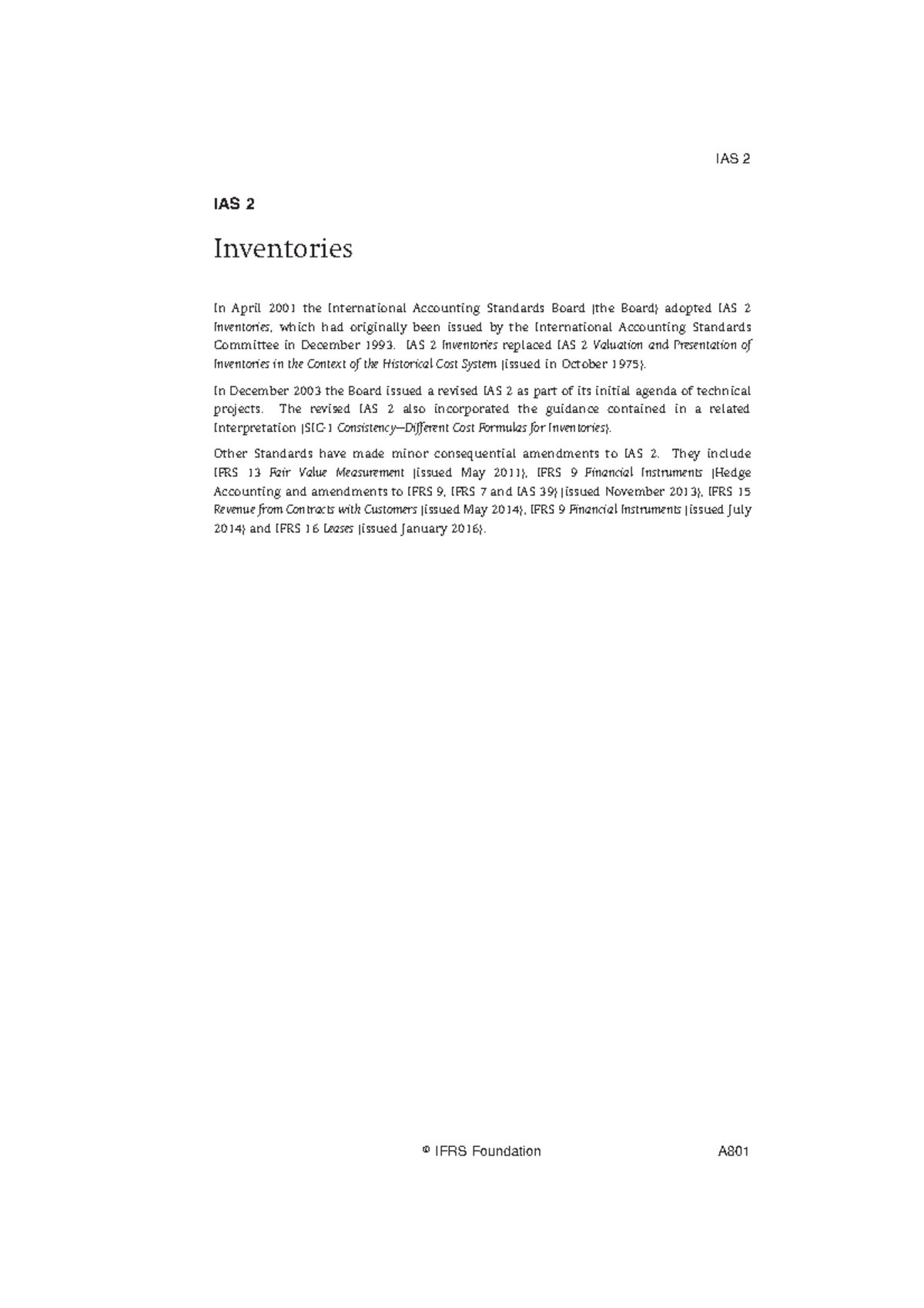 IAS2 INVENTORIES IAS 2 Inventories In April 2001 The International