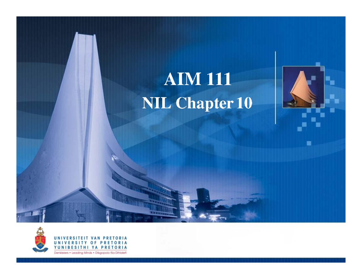 NIL 10 - Relevant slides and needed items relating to the relevant ...