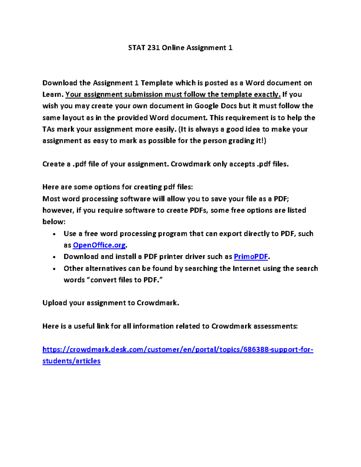 Assignment 1 - STAT 231 Online Assignment 1 - Studocu