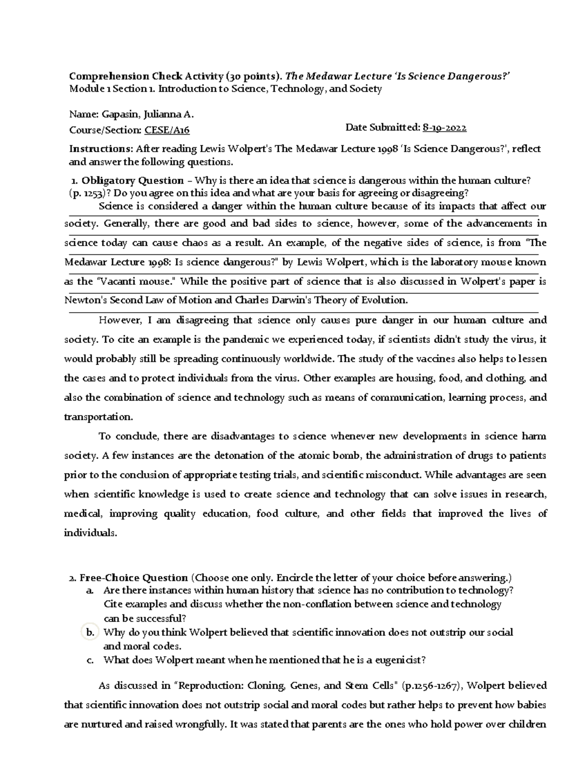 MRR 1 - Comprehension Check Questions Q1 22-23 - Comprehension Check ...