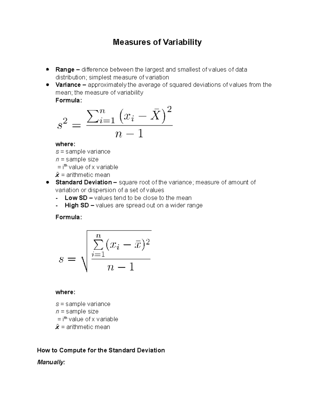 Measures of Variability - Studocu