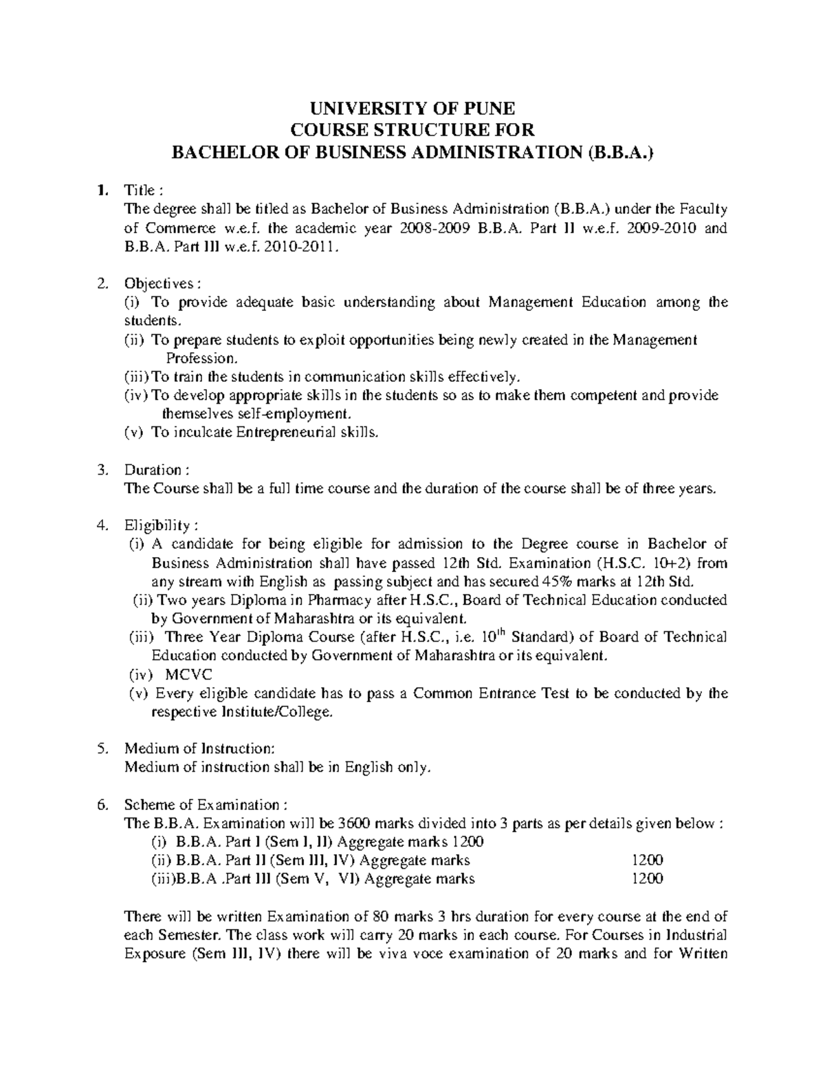 BBA 1st Year Systems - UNIVERSITY OF PUNE COURSE STRUCTURE FOR BACHELOR ...