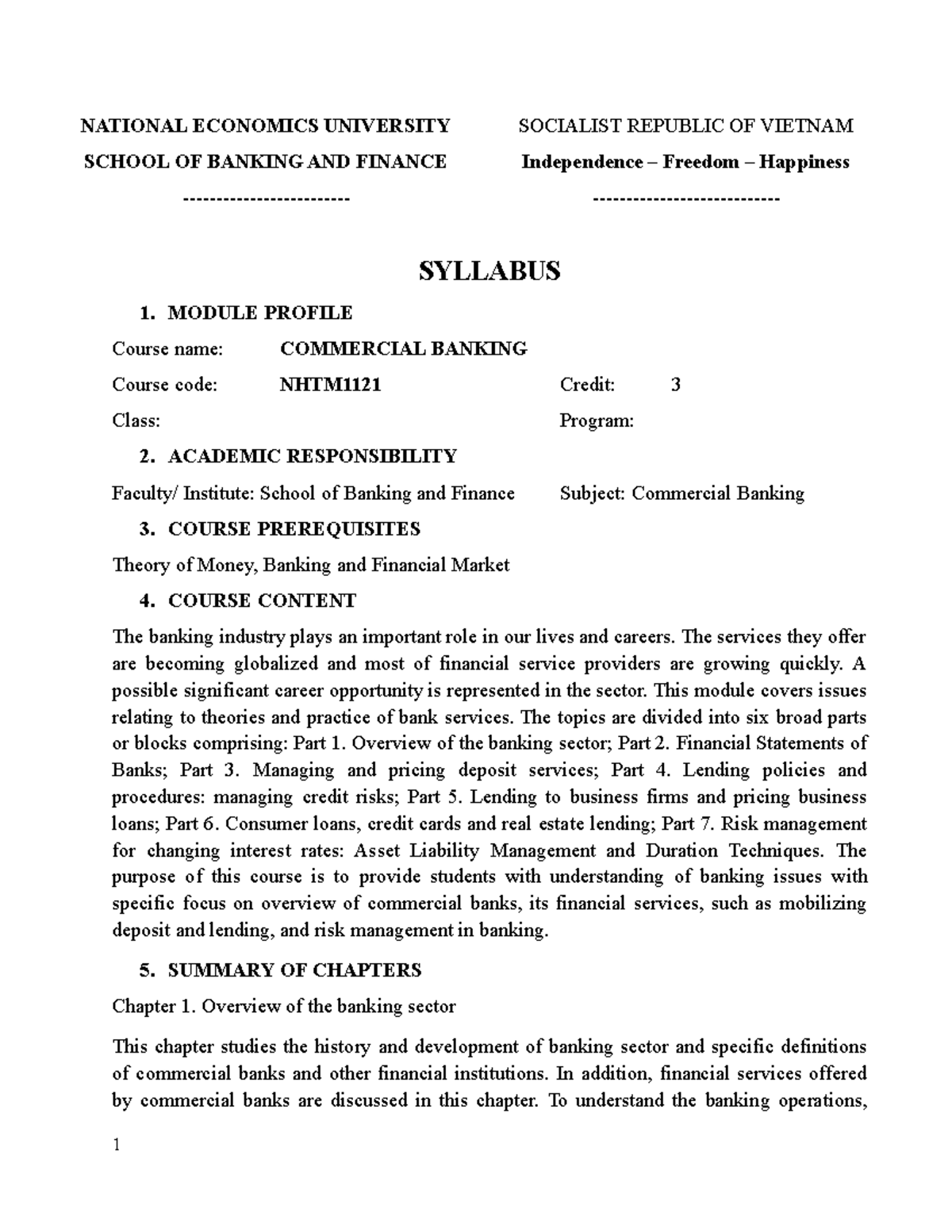 Syllabus NHTM Sep 2020 - NATIONAL ECONOMICS UNIVERSITY SCHOOL OF ...