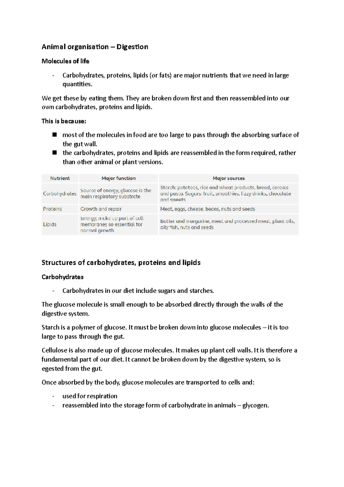 Animal organisation - Lecture notes 1-3 - Animal organisation ...