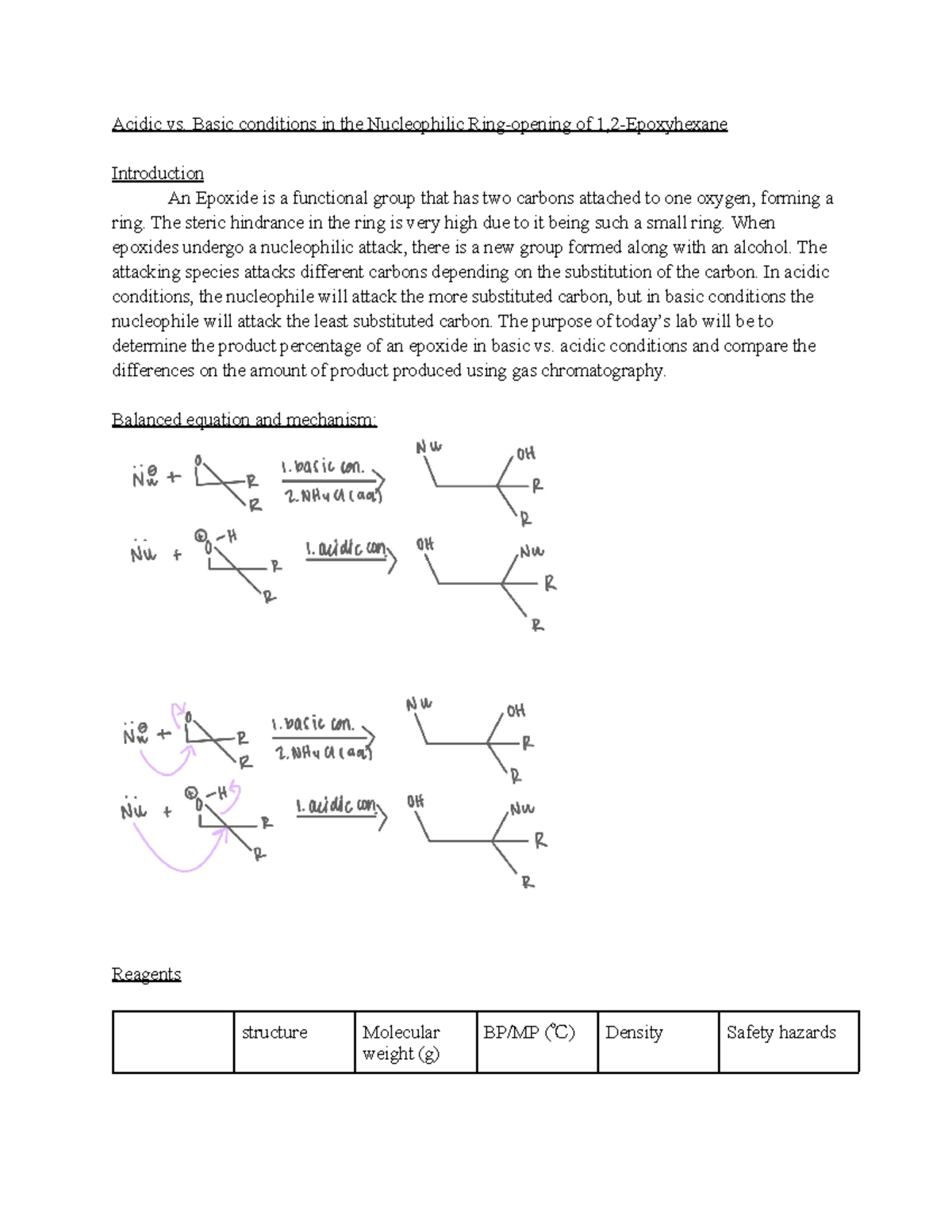 Ex. 4 Nucleophillic ring opening-2 - Acidic vs. Basic conditions in the ...
