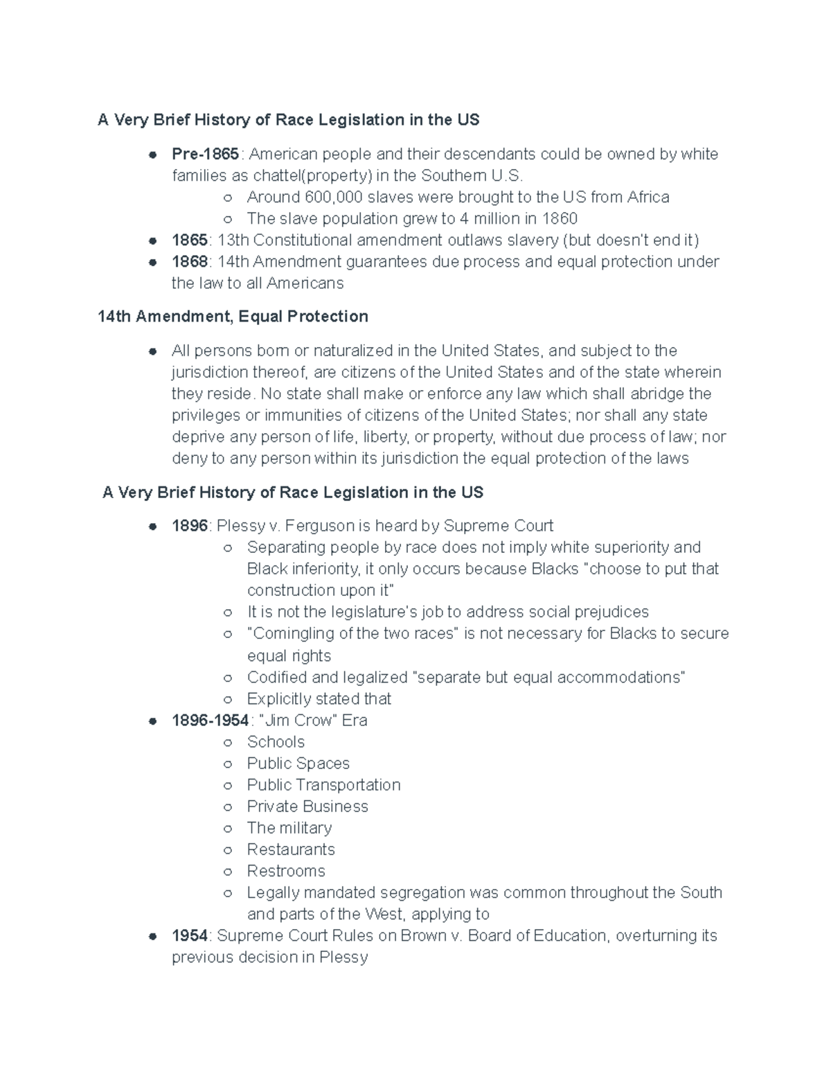 Coleman Report - A Very Brief History of Race Legislation in the US Pre ...