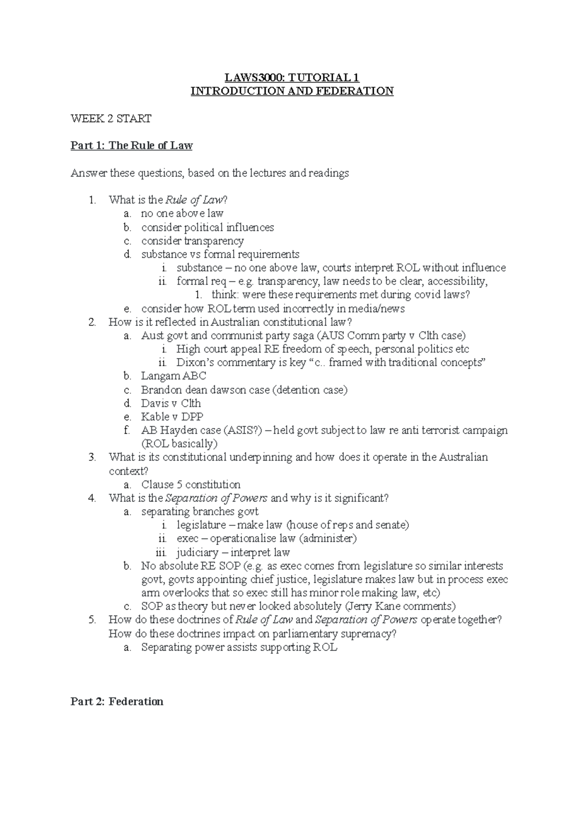 LAWS3000 - Tutorial 1 - N/A - LAWS3000: TUTORIAL 1 INTRODUCTION AND ...