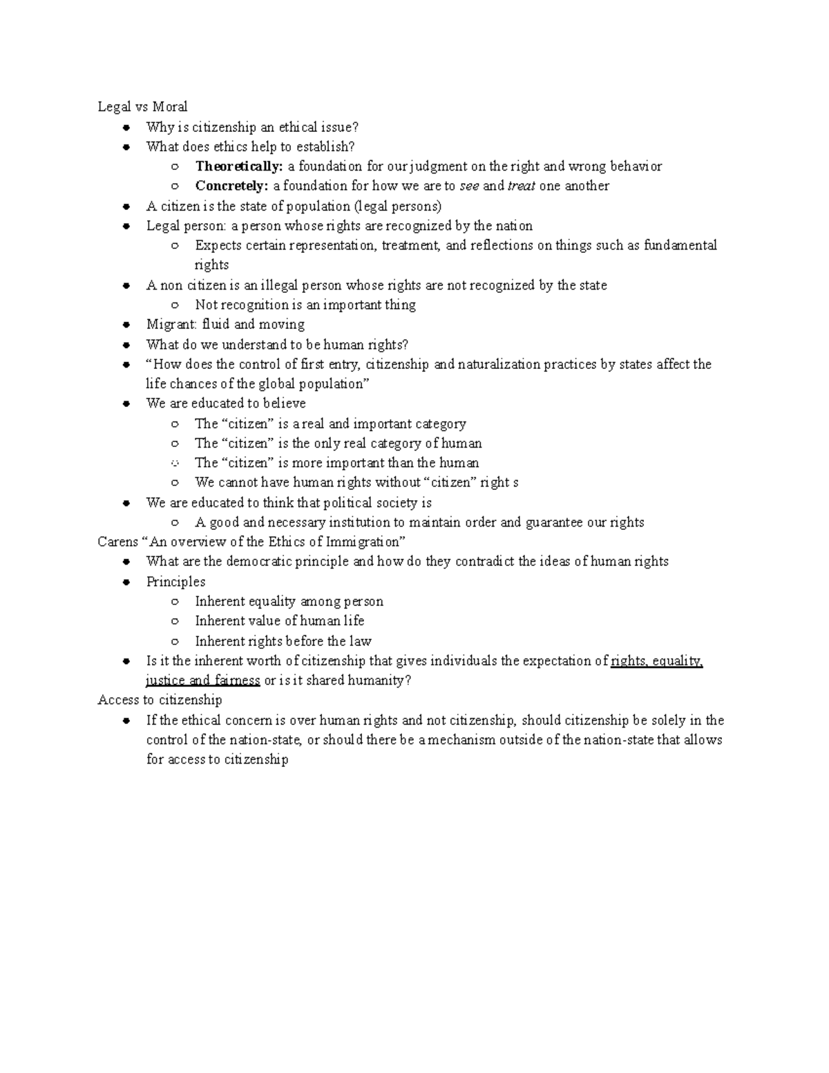 PHL 212 Legal vs Moral - Legal vs Moral Why is citizenship an ethical ...