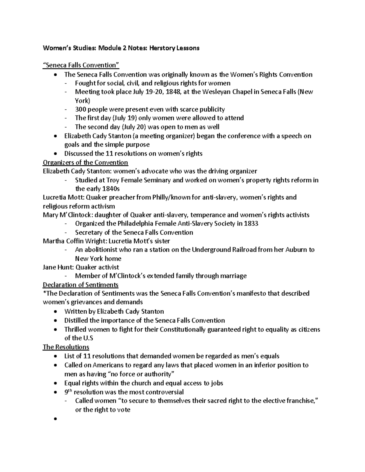 Women's Studies Module 2 Notes - Women’s Studies: Module 2 Notes ...