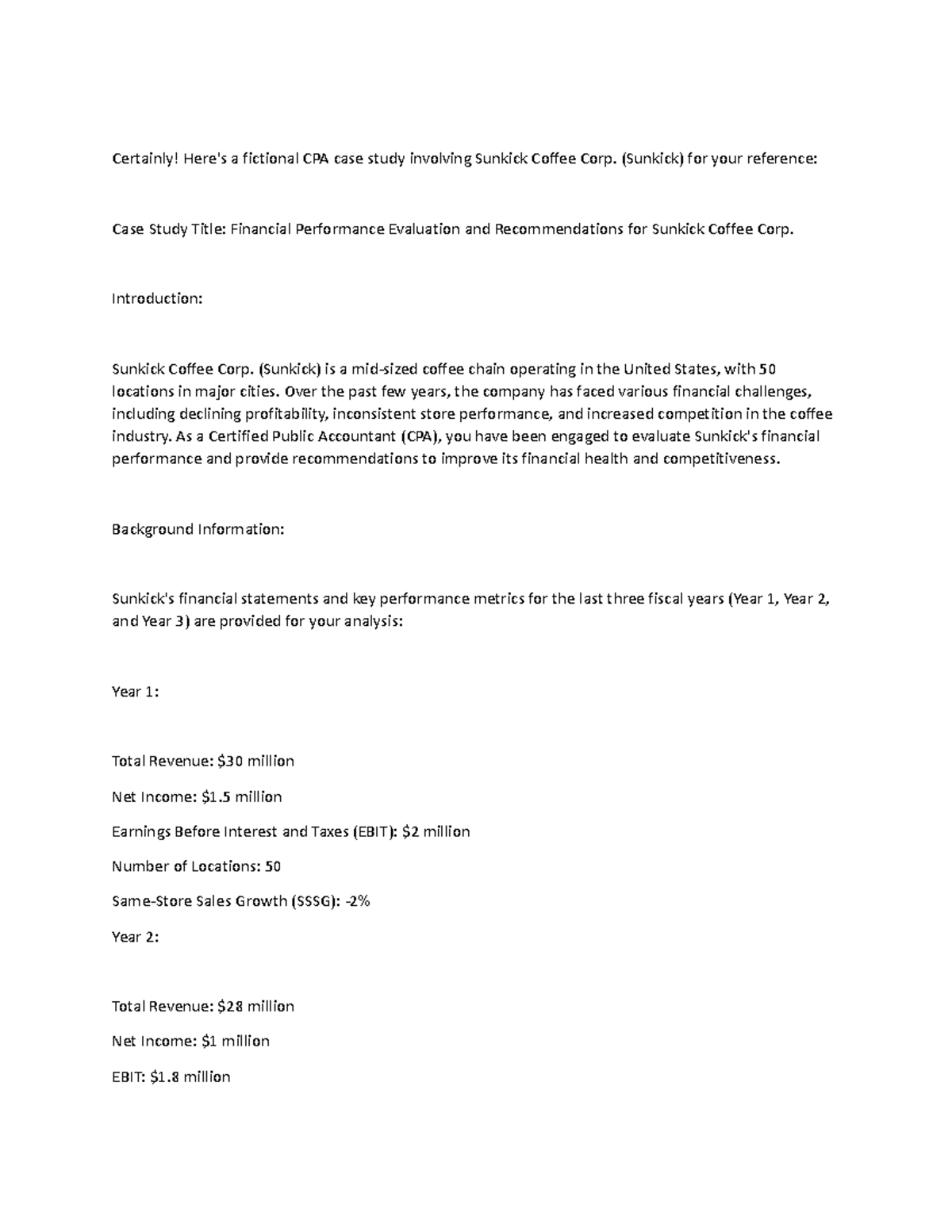 Individual Case Study - Certainly! Here's a fictional CPA case study ...