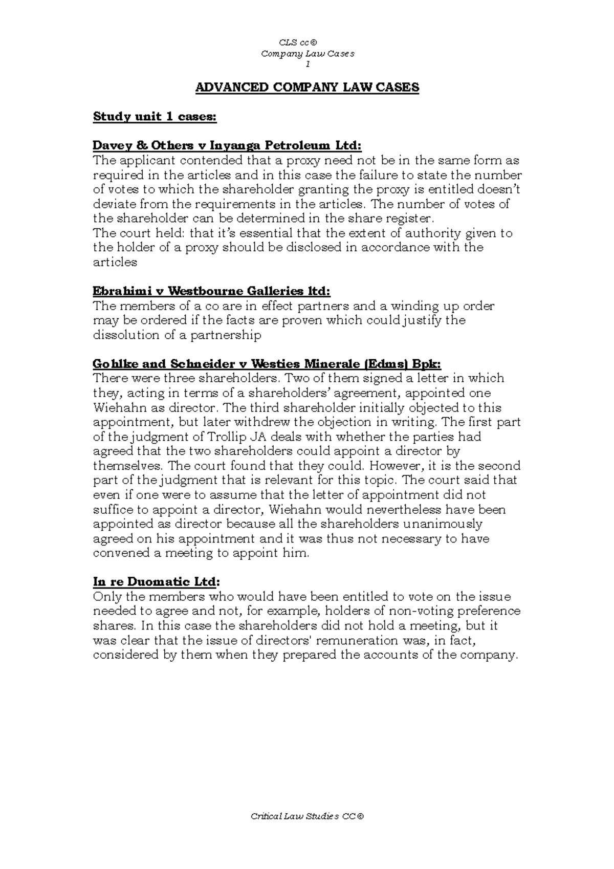 DOC-2019 0310-WA0009 company law - Company Law Cases 1 ADVANCED COMPANY ...