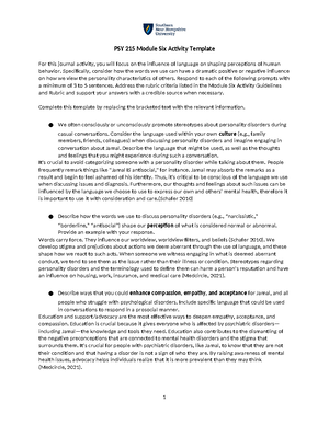 PSY 328 Module Three Activity Template - PSY 328 Module Three Activity ...