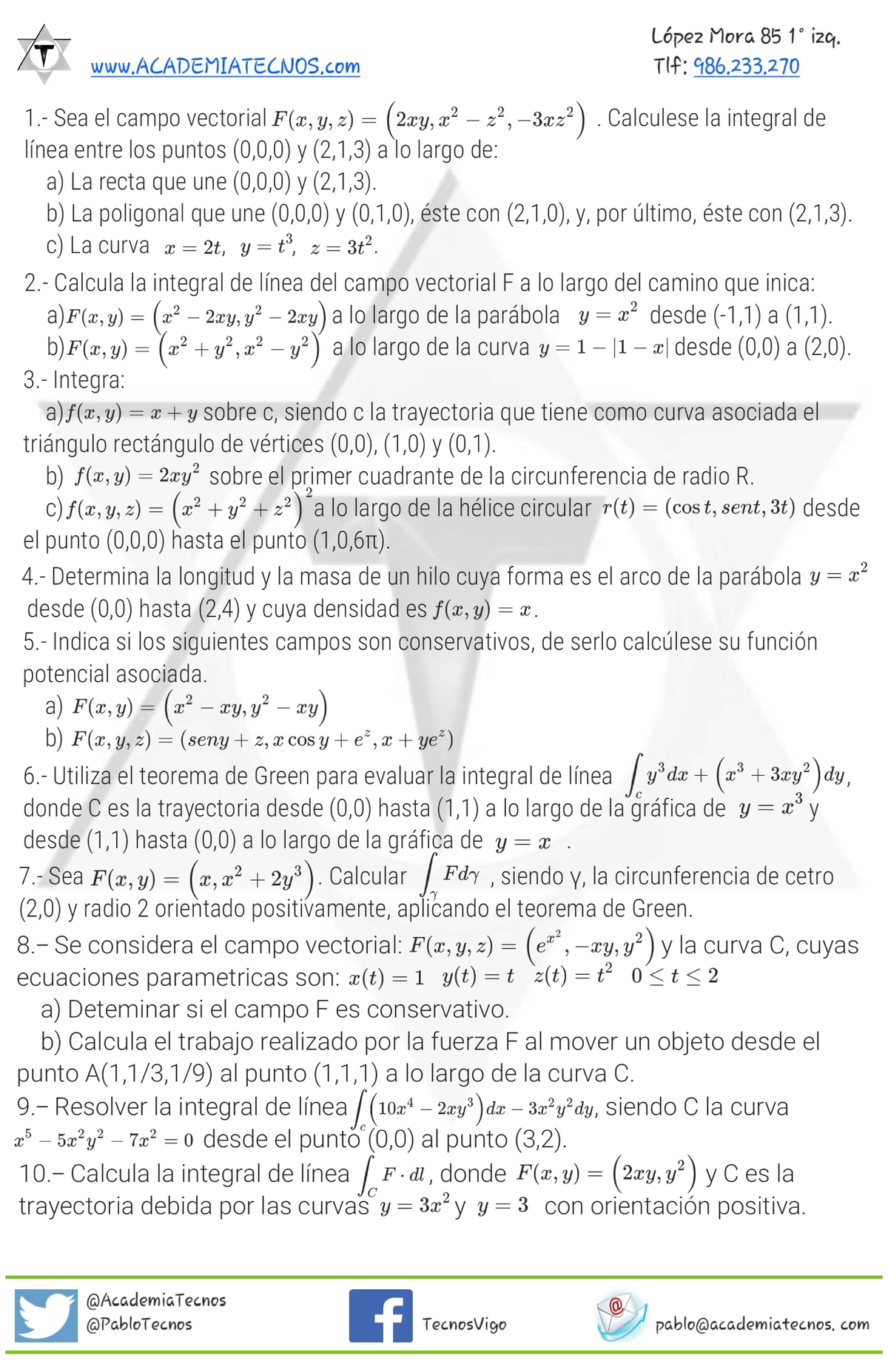 2 Boletin integral flujo - Calculo II - UVIGO - Studocu