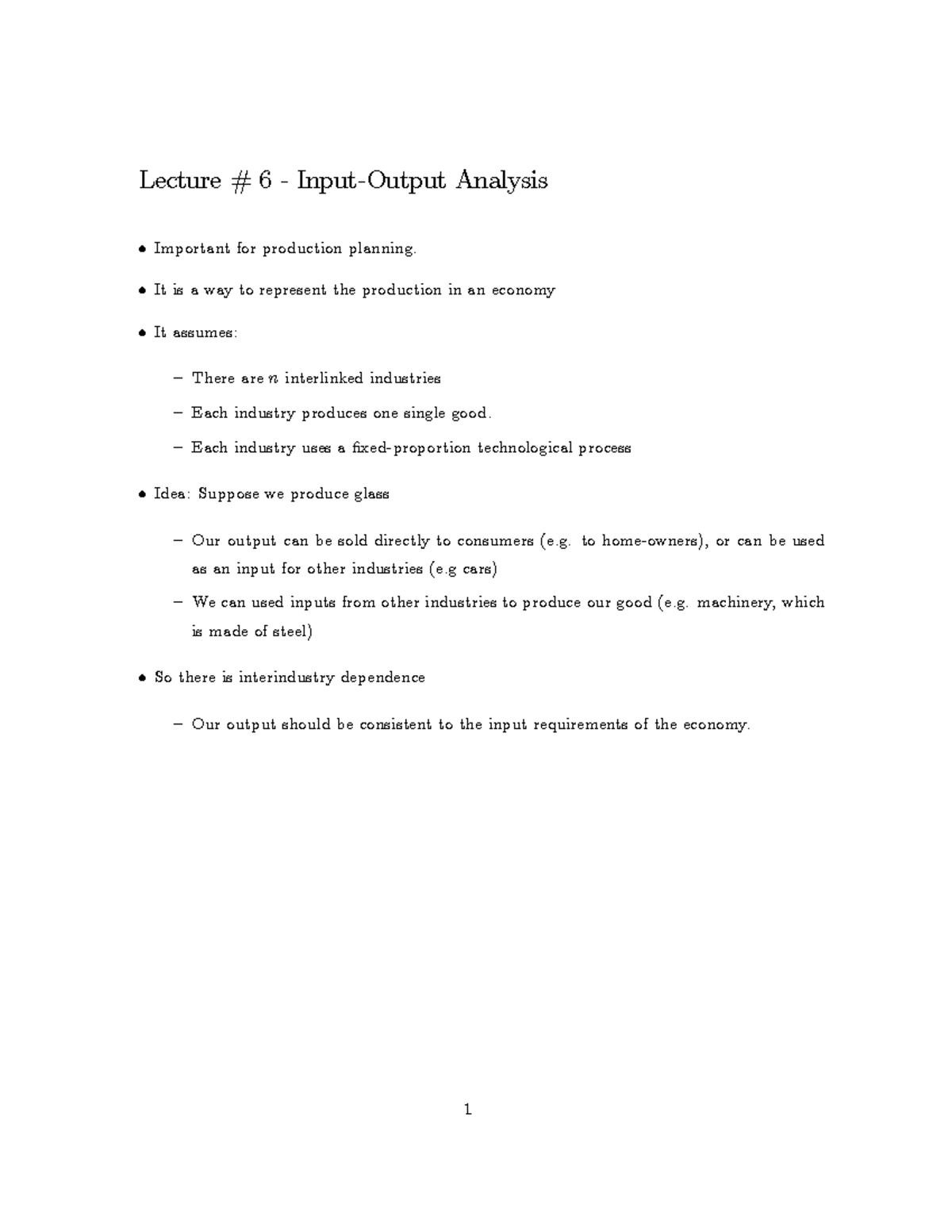 Lecture 06 - nothing serious - Lecture # 6 - Input-Output Analysis ...