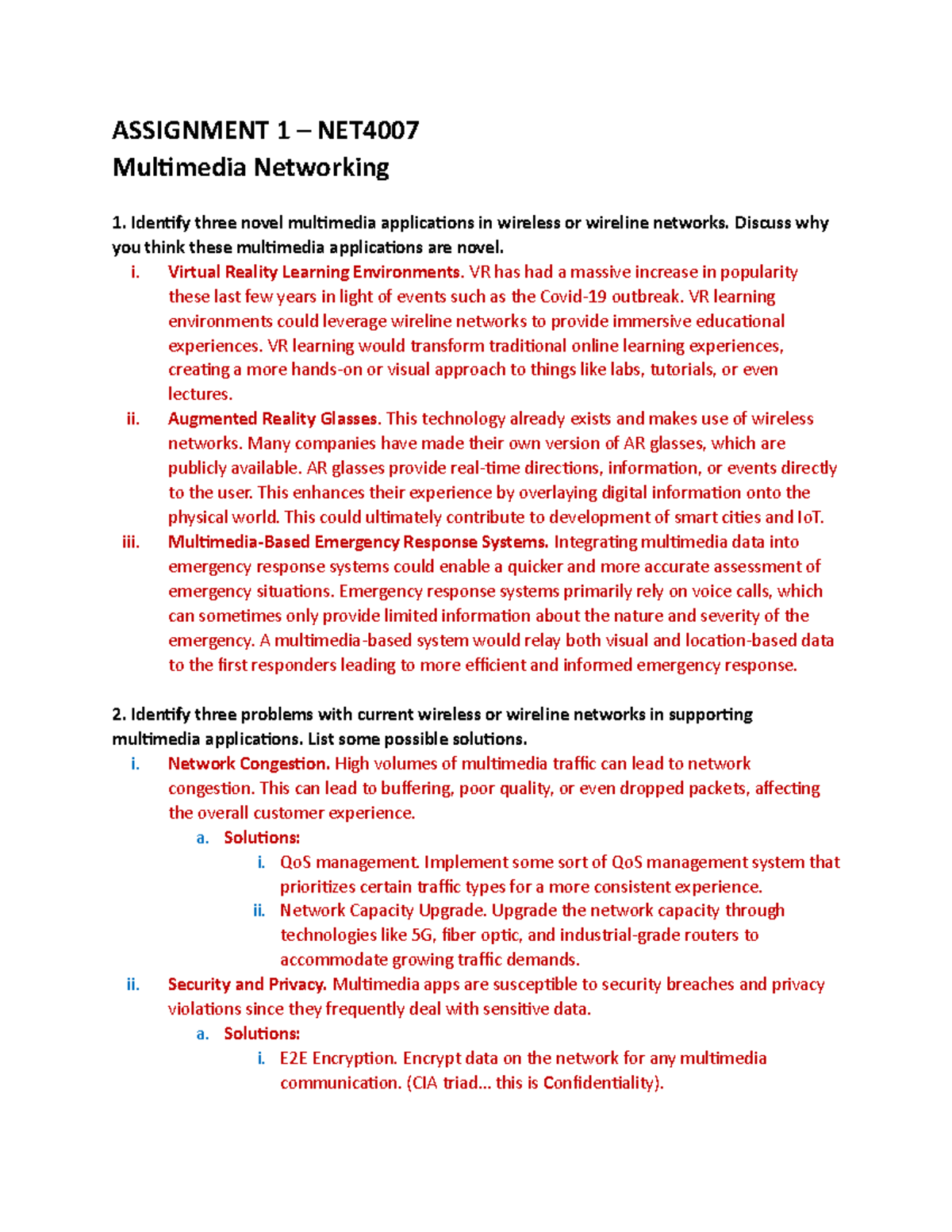 Assignment 1 Answers Assignment 1 Net Multimedia Networking