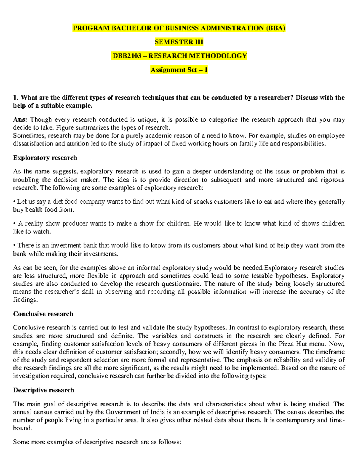 DBB2103 Research Methodology ugje5d - PROGRAM BACHELOR OF BUSINESS ...