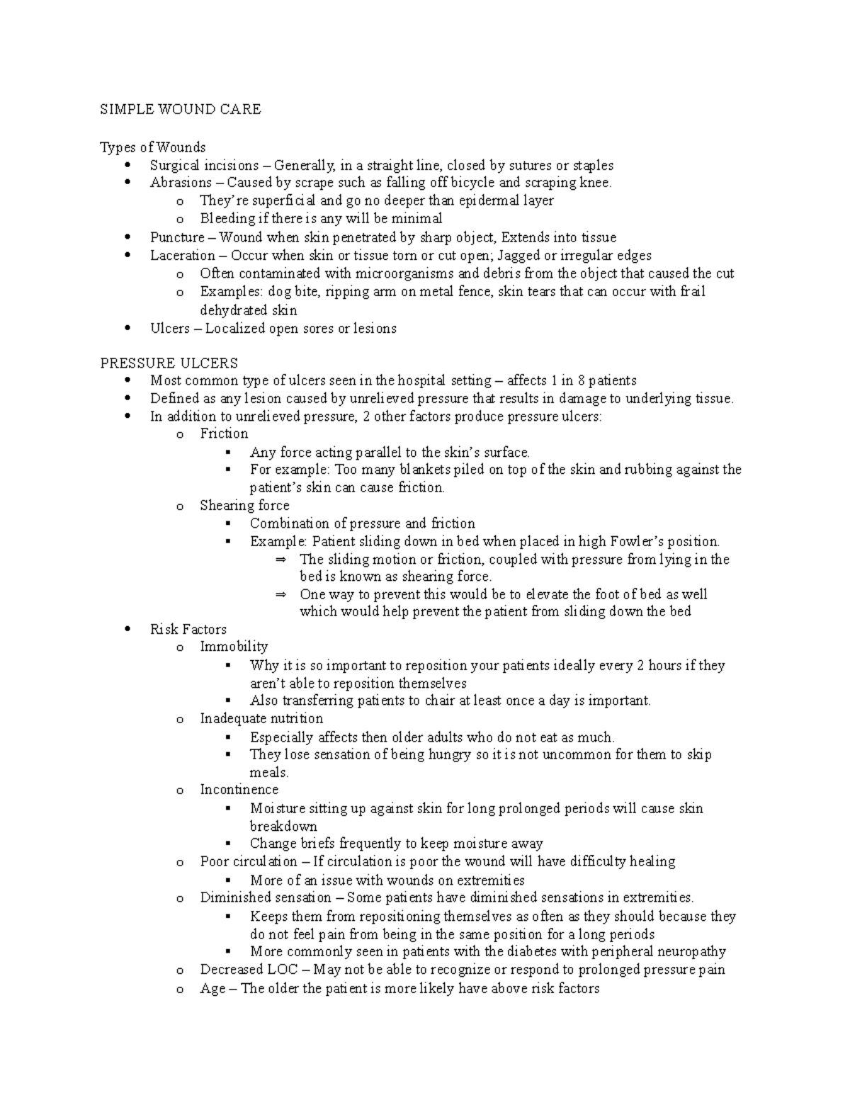2160 Week 11 - Intro to Wound Care - SIMPLE WOUND CARE Types of Wounds ...