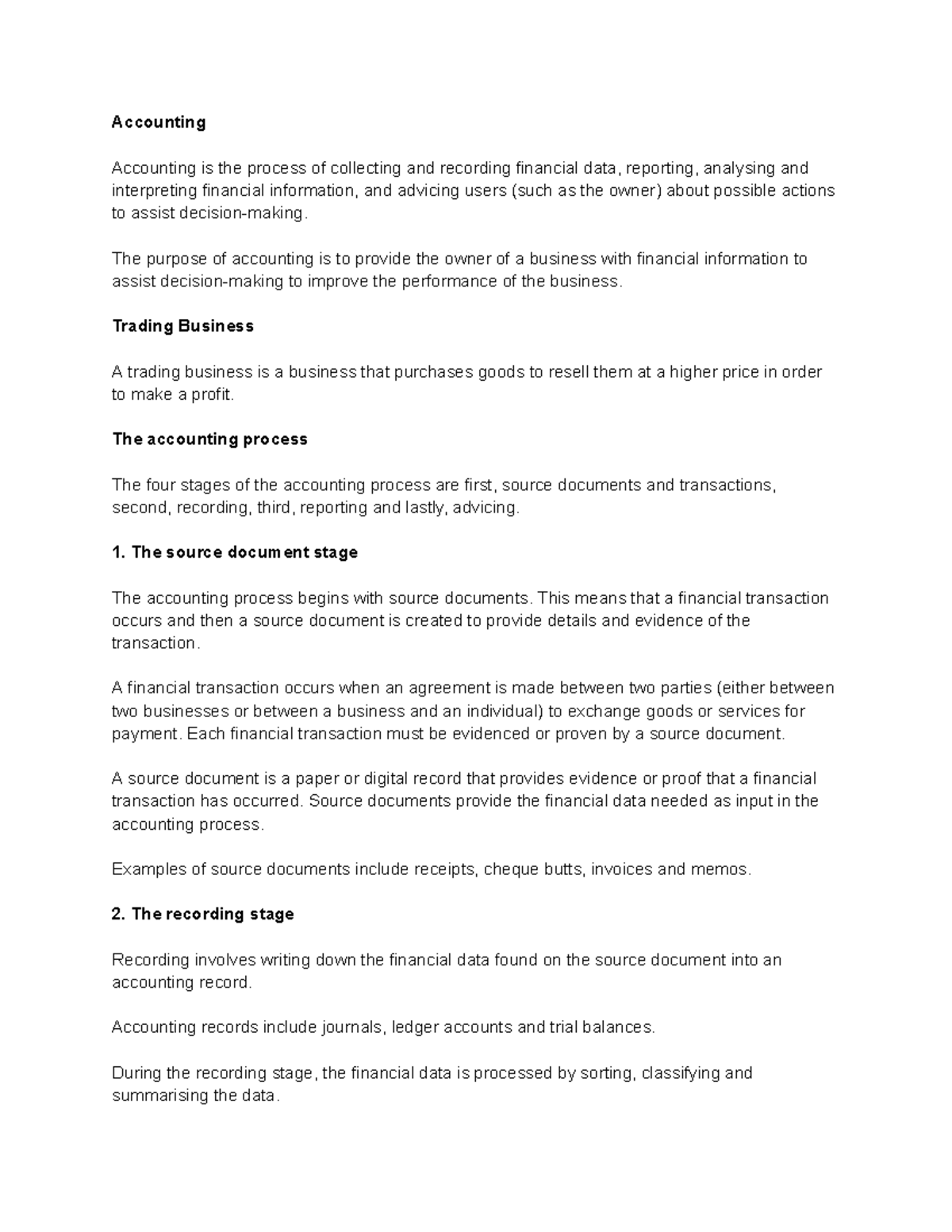 Introduction To Accounting - Accounting Accounting is the process of ...