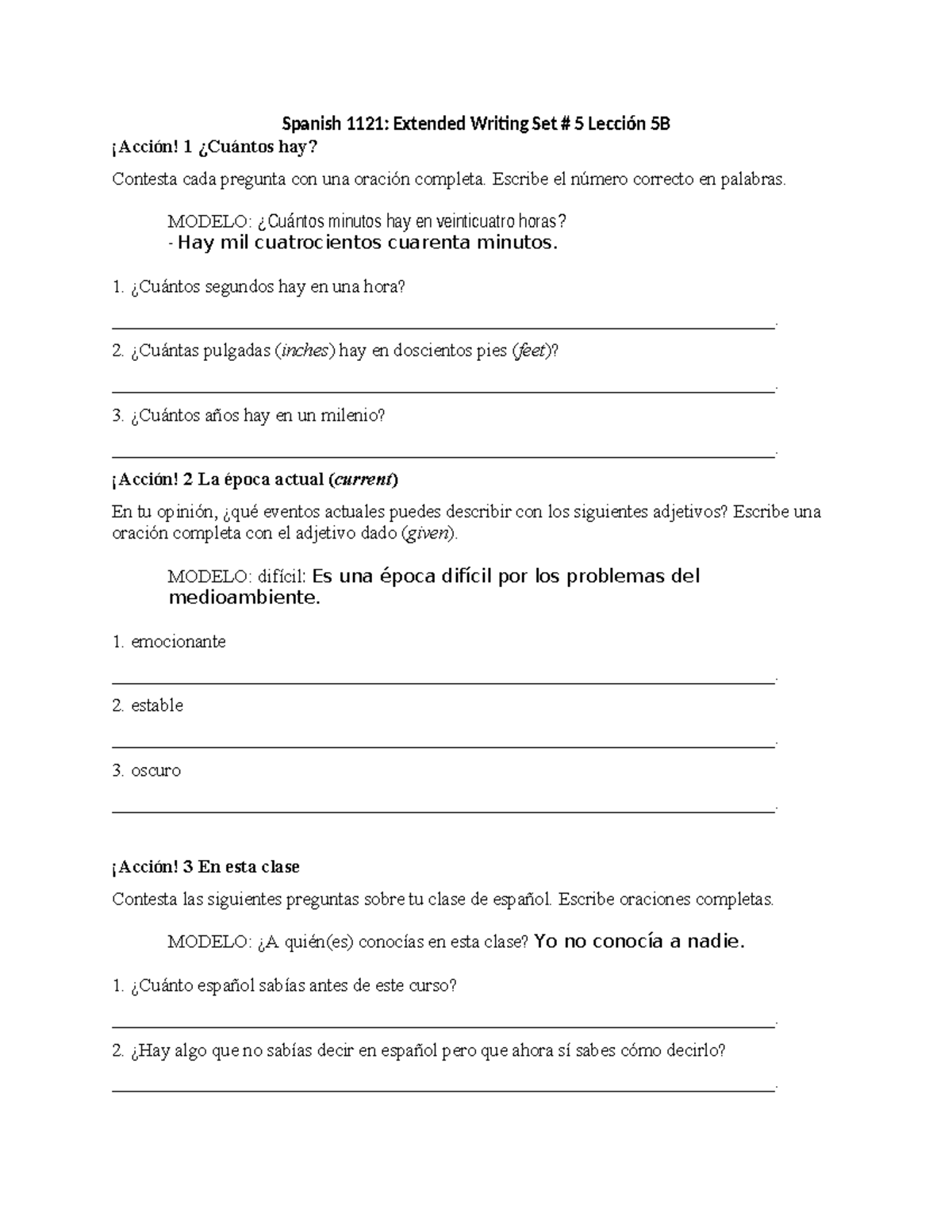 SPN 1121 Extended Writing Homework Set 5 - Tagged - Spanish 1121 ...