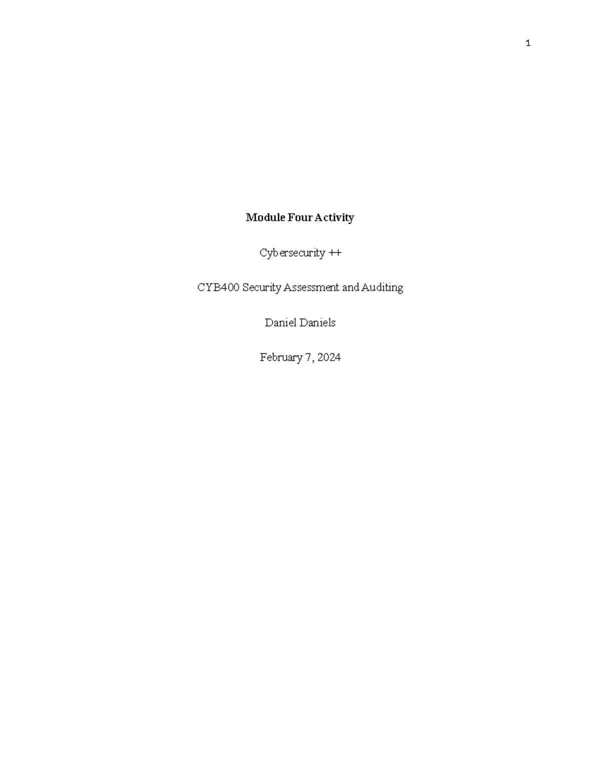 CYB 400 Module Four Activity 2 7 2024 - 1 Module Four Activity ...