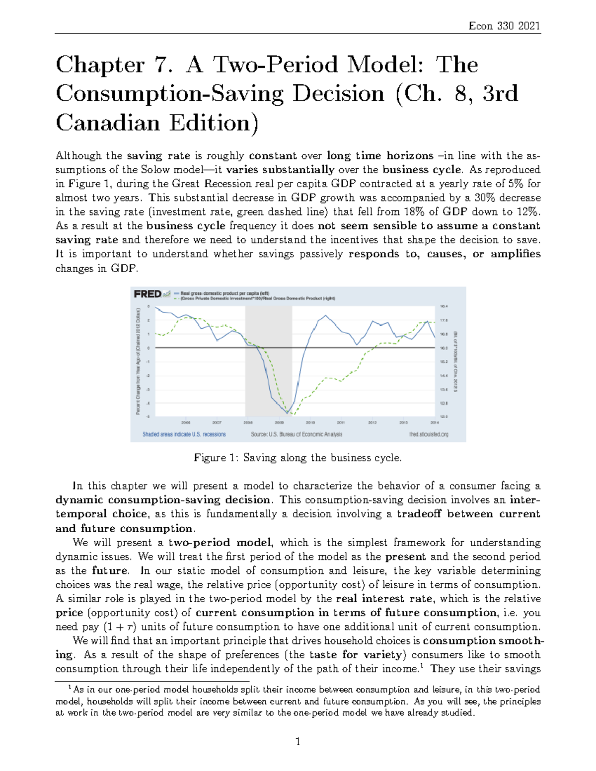 7 330 Two-period model of consumption - Chapter 7. A Two-Period Model ...