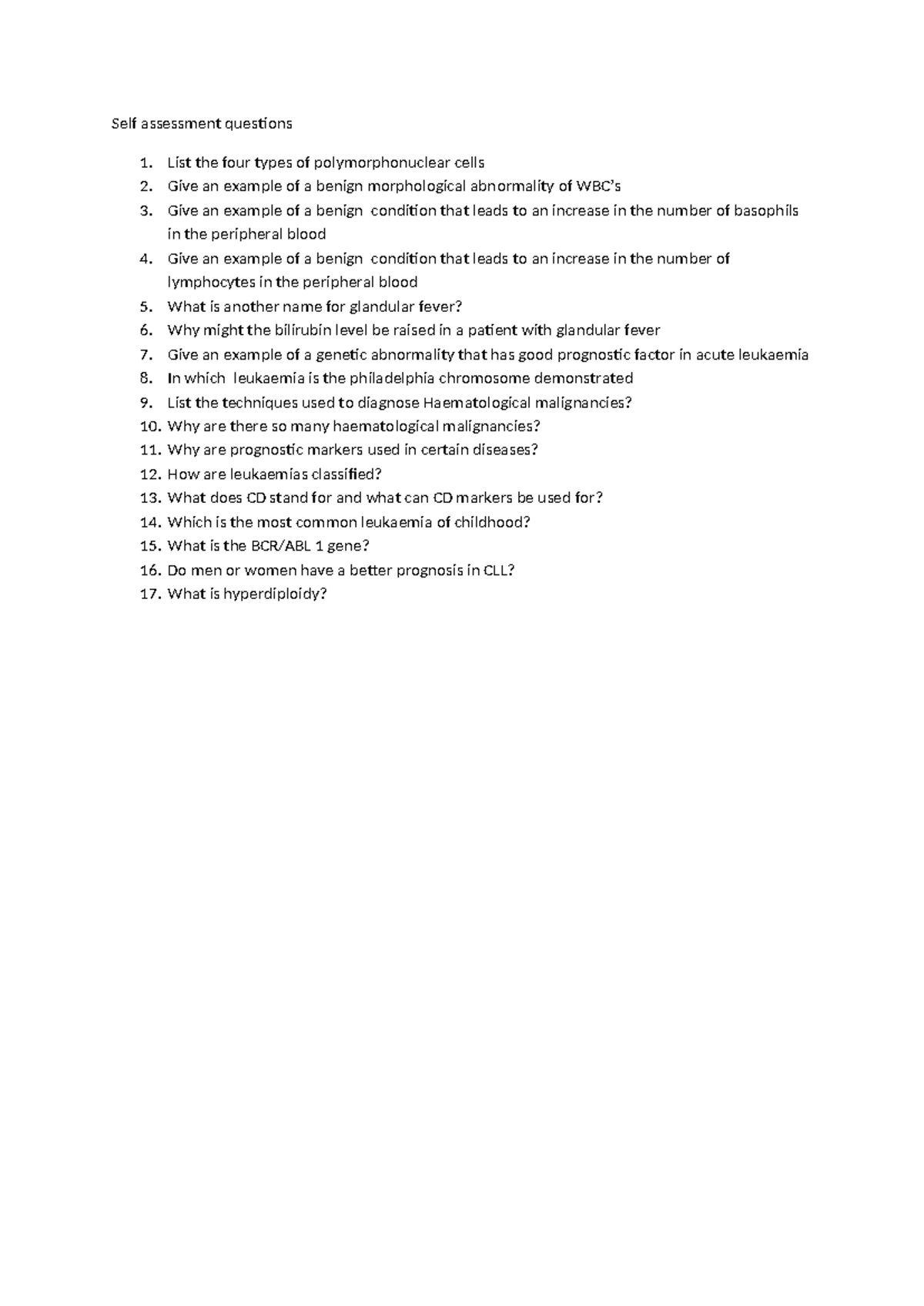 5b. Self assessment questions-1 - Self assessment questions 1. List the ...