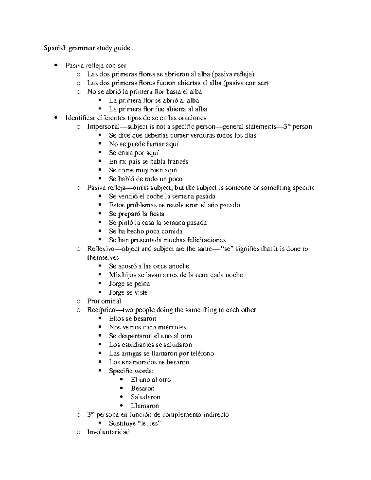 CCR 2 Final study guide - Spanish grammar study guide Pasiva refleja ...