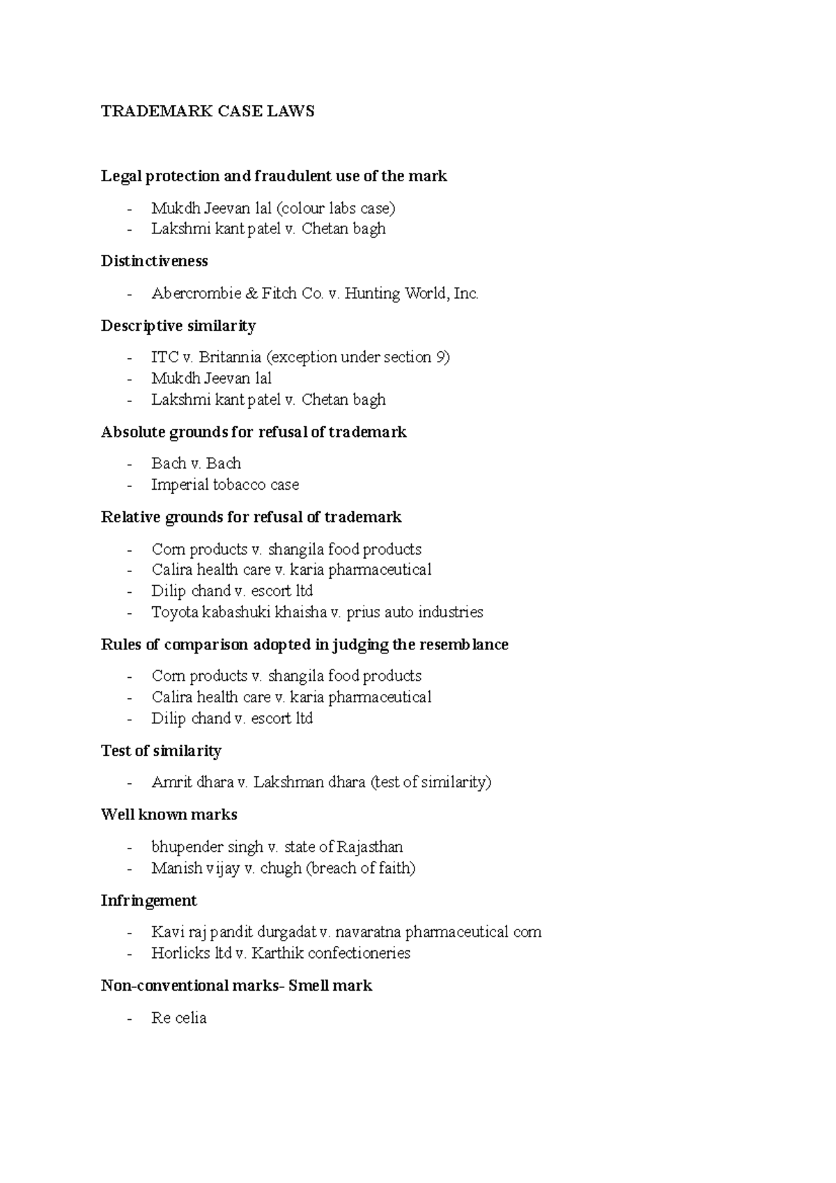 Trademark cases - TRADEMARK CASE LAWS Legal protection and fraudulent ...