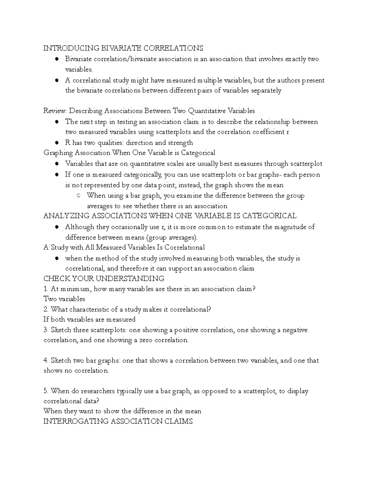 PSYC 51 Chapter 8 Reading Notes - INTRODUCING BIVARIATE CORRELATIONS ...