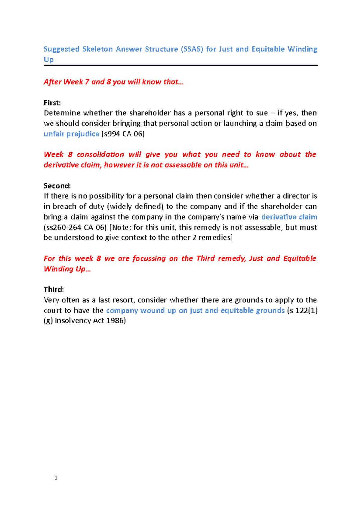 Week 8 SSAS Suggested Skeleton Answer Structure - Suggested Skeleton ...