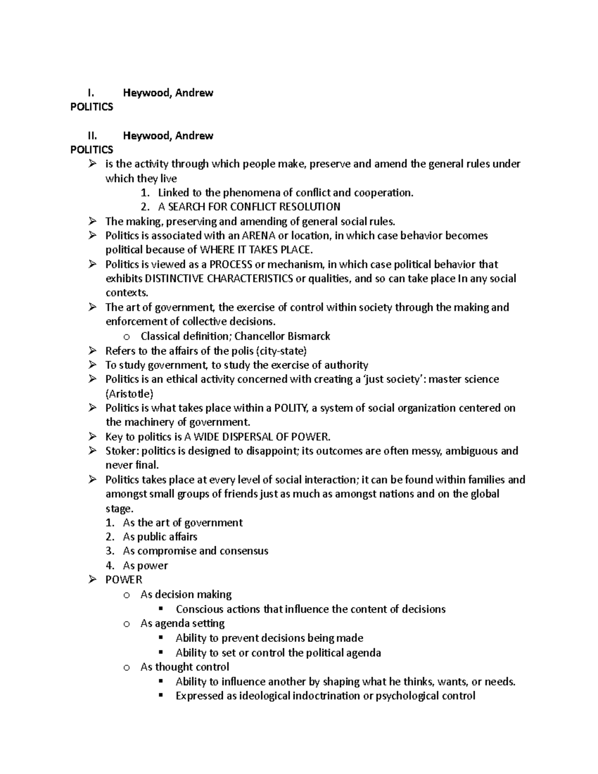 Polsci 14 Midterms - Lecture notes 1 - I. Heywood, Andrew POLITICS II ...