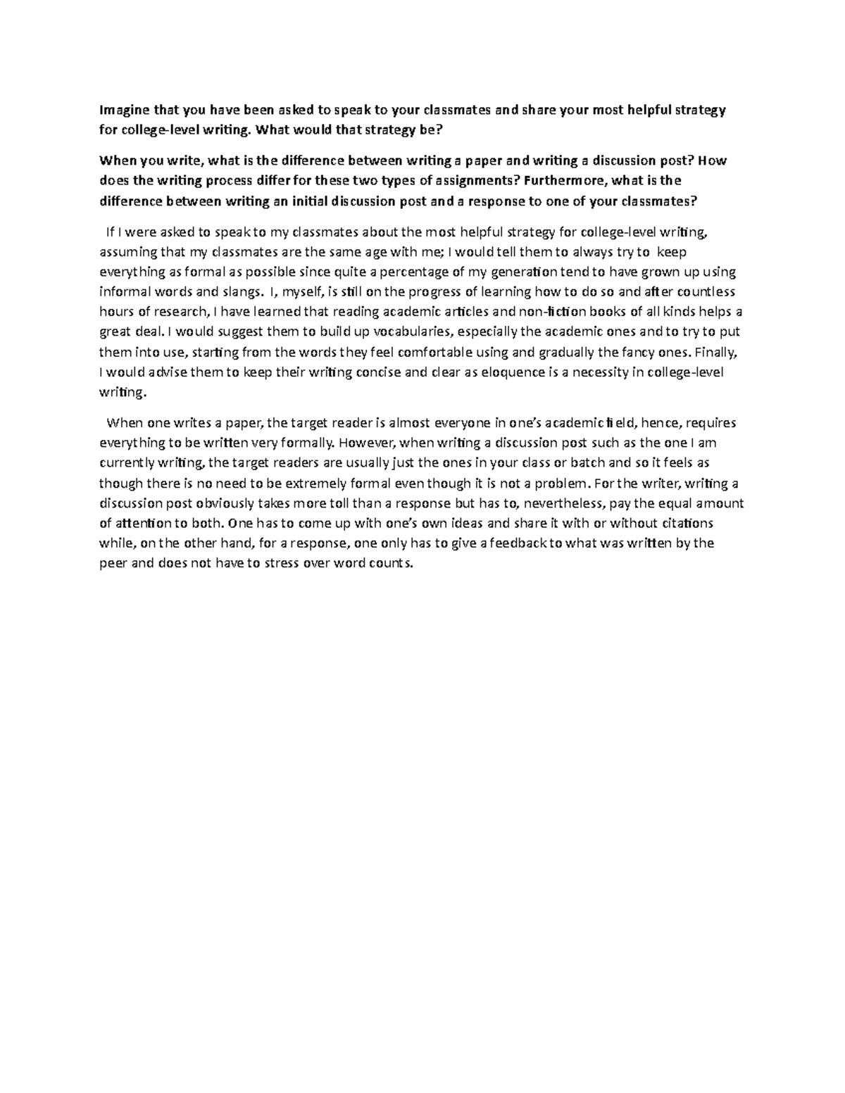 Discussion(Week 2) - discussion assignment - Imagine that you have been ...