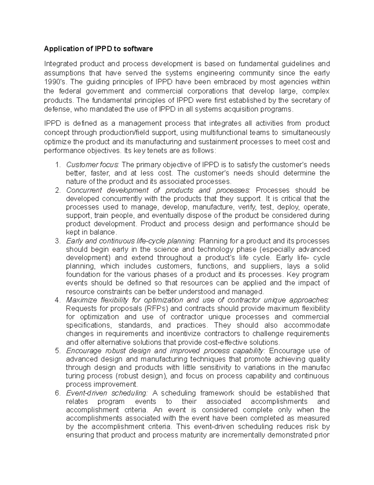 Application of IPPD to Software - Application of IPPD to software ...