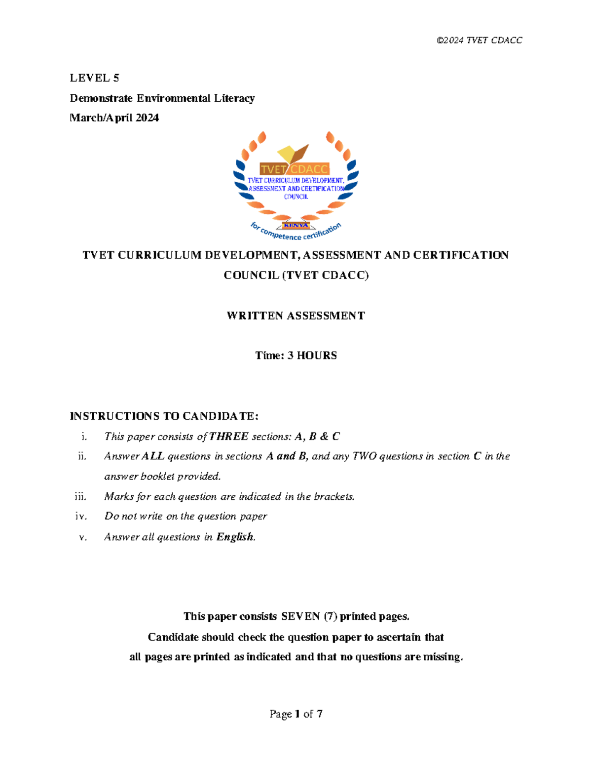 Perioperative Level 5 environmental literacy March 2024 series - LEVEL ...