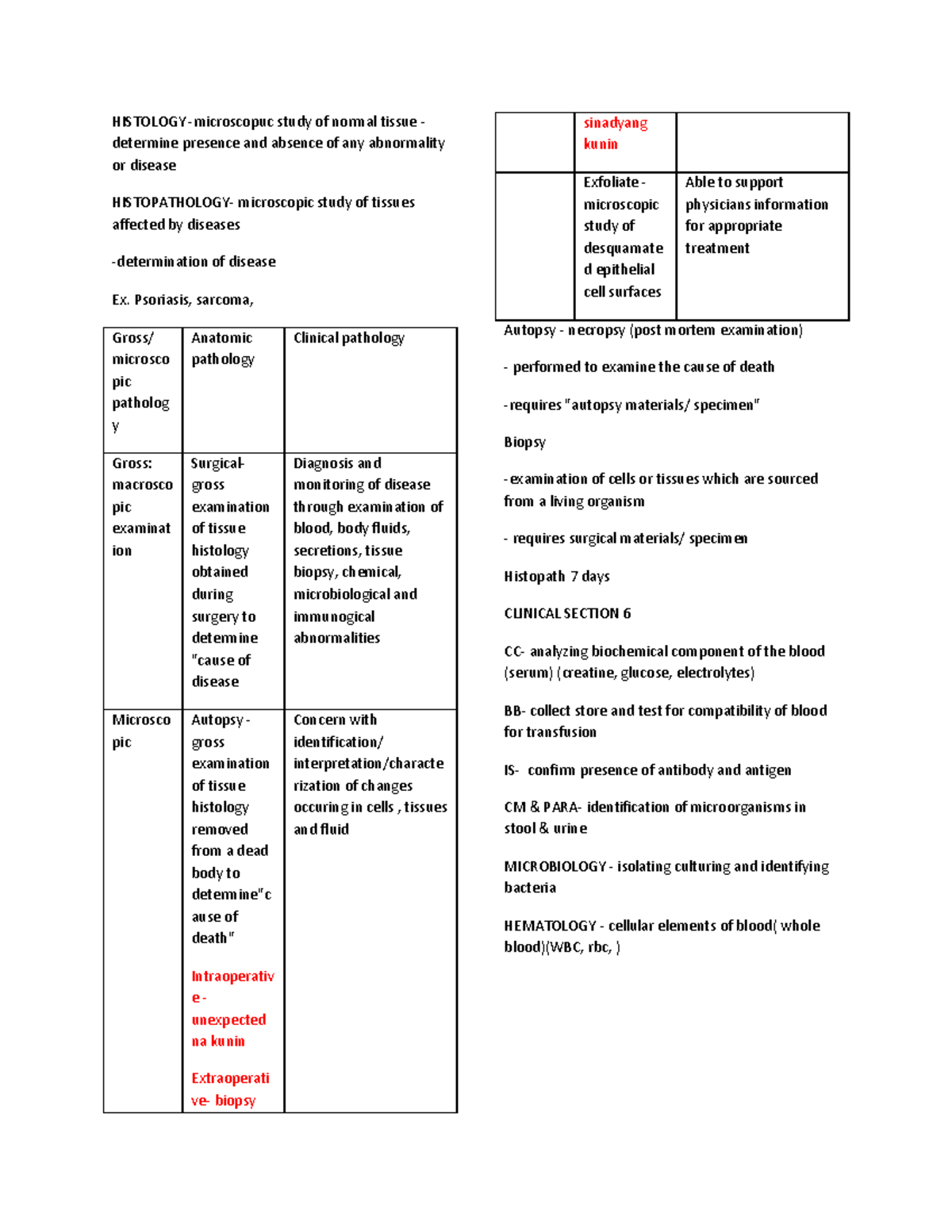 Histopath intro - Notes - HISTOLOGY - microscopuc study of normal ...