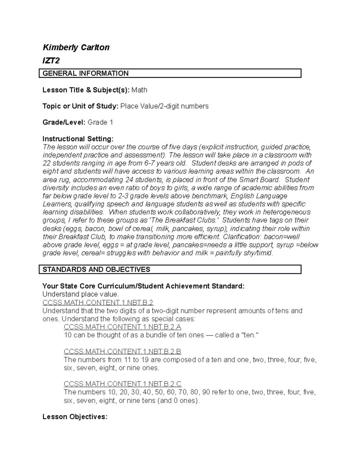 JYT2 Lesson Plan Kimberly Carlton - Kimberly Carlton IZT GENERAL ...