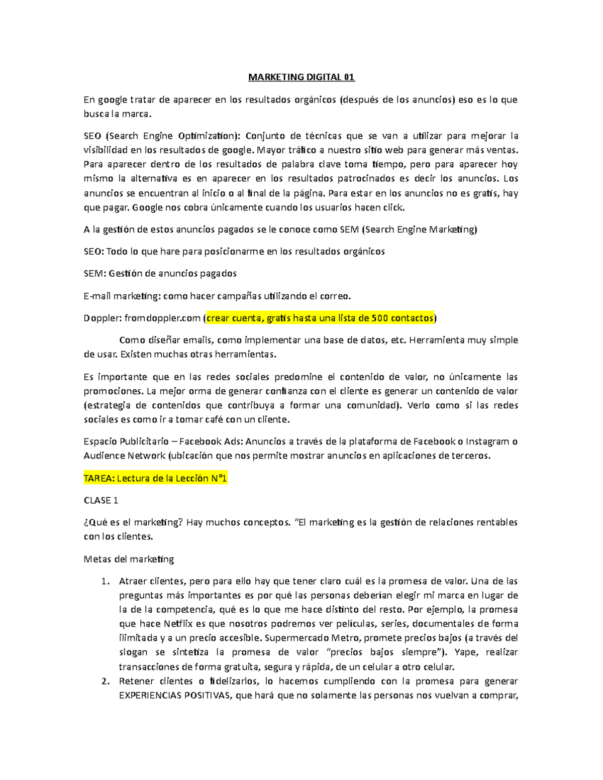 Marketing Digital 01 - MARKETING DIGITAL 01 En google tratar de ...