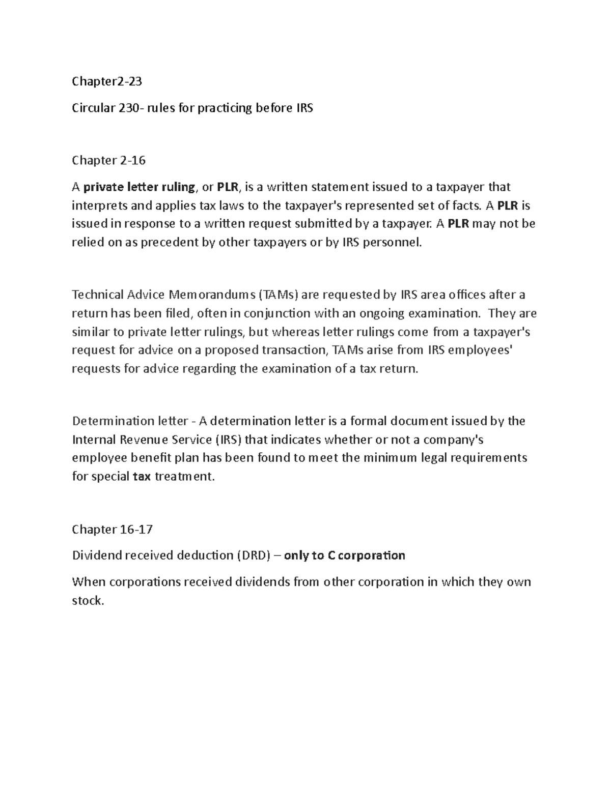 C238 Tax 2 Review Topics - study guide - Chapter2- Circular 230- rules ...