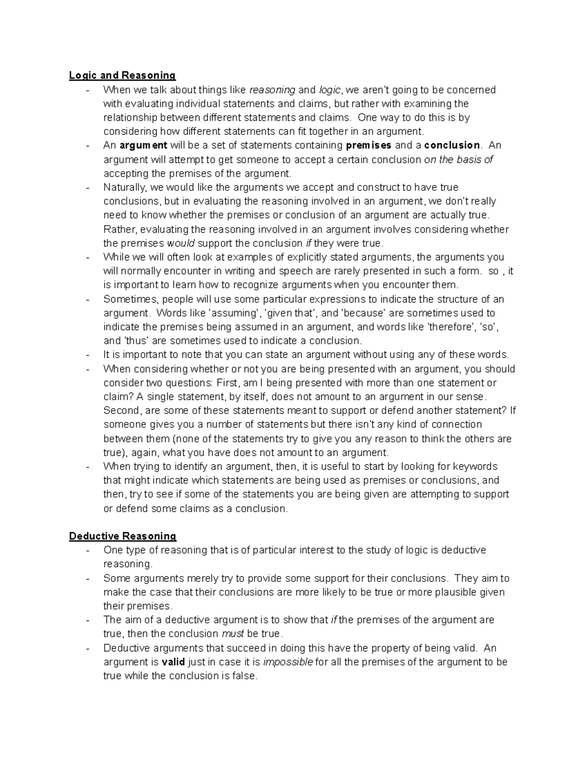 Science & Modern World Deductive Reasoning - Google Docs - Logic and ...