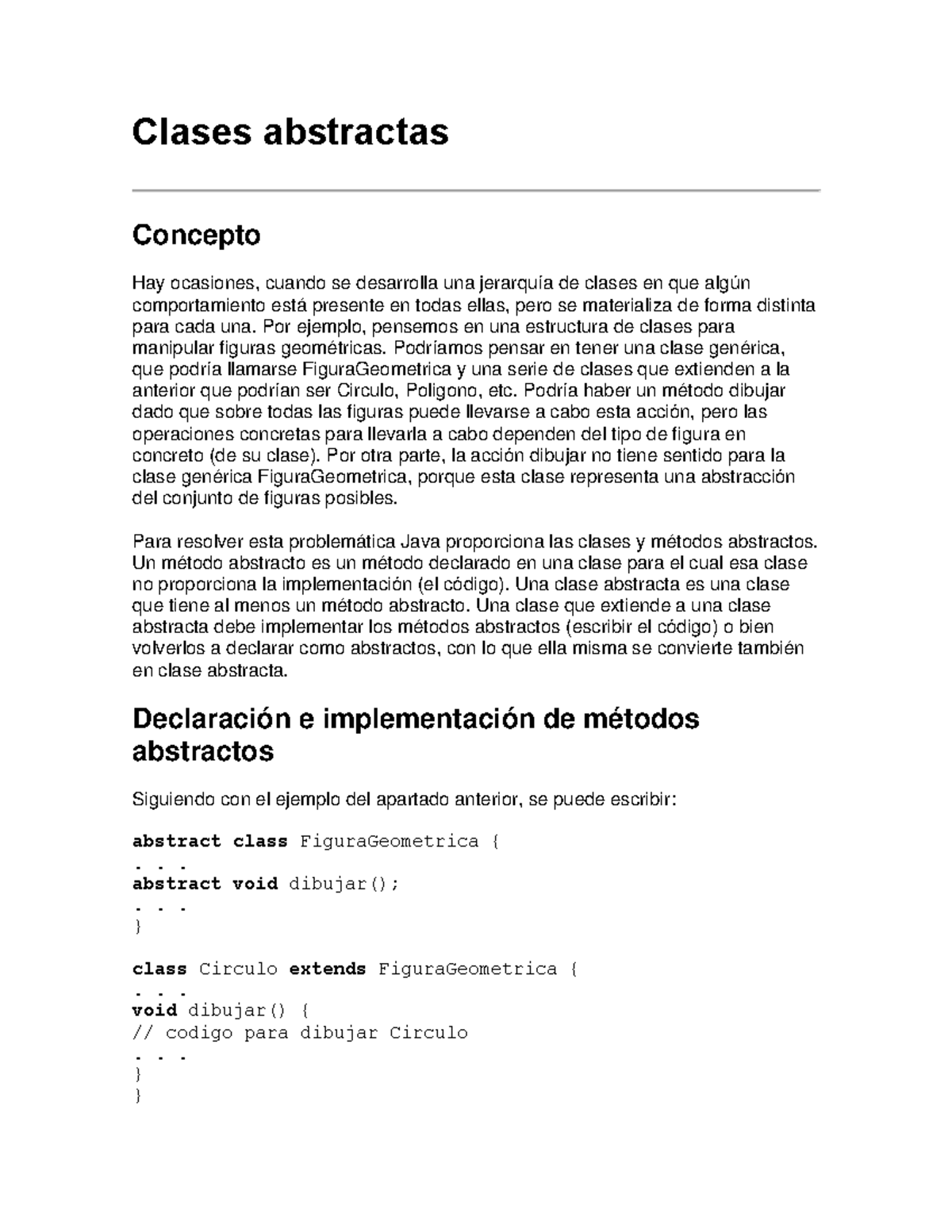 Clases abstracta en fisa - Clases abstractas Concepto Hay ocasiones ...
