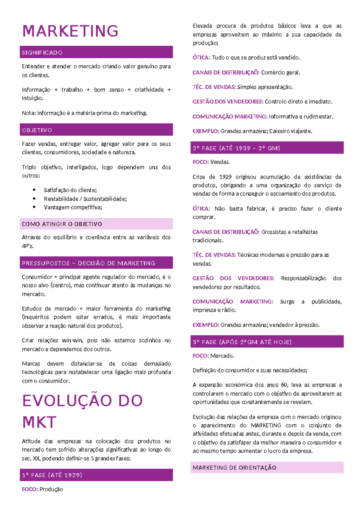 Resumo FM - MARKETING SIGNIFICADO Entender e atender o mercado criando ...