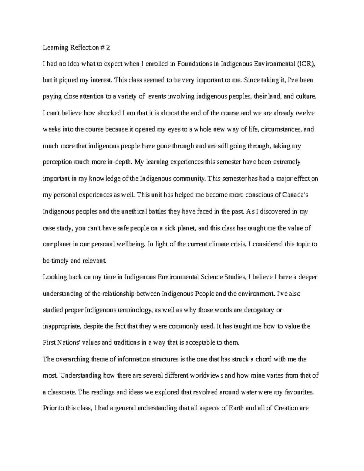 reflection number 2 - Learning Reflection # 2 I had no idea what to ...