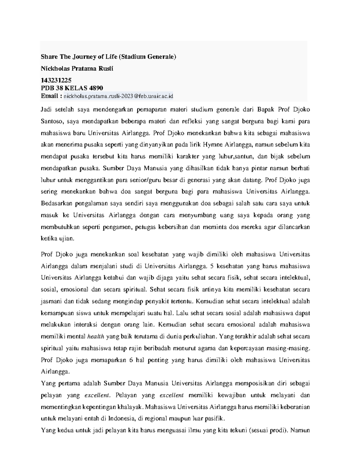 Resume Stadium General Bahasa Indonesia - Jadi setelah saya ...