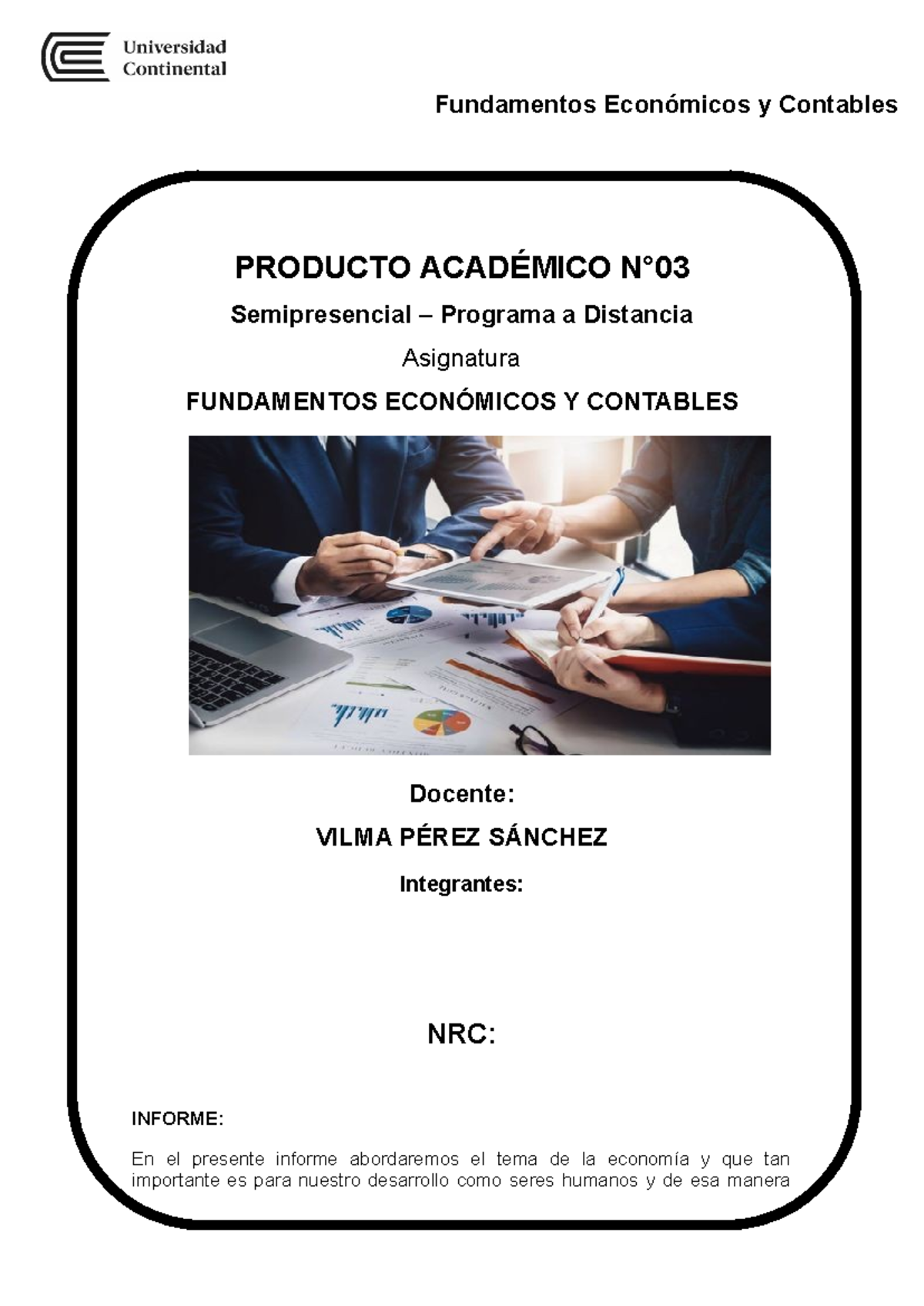 Producto Académico N°03 - Fundamentos económicos y contables - PRODUCTO ACADÉMICO N ...