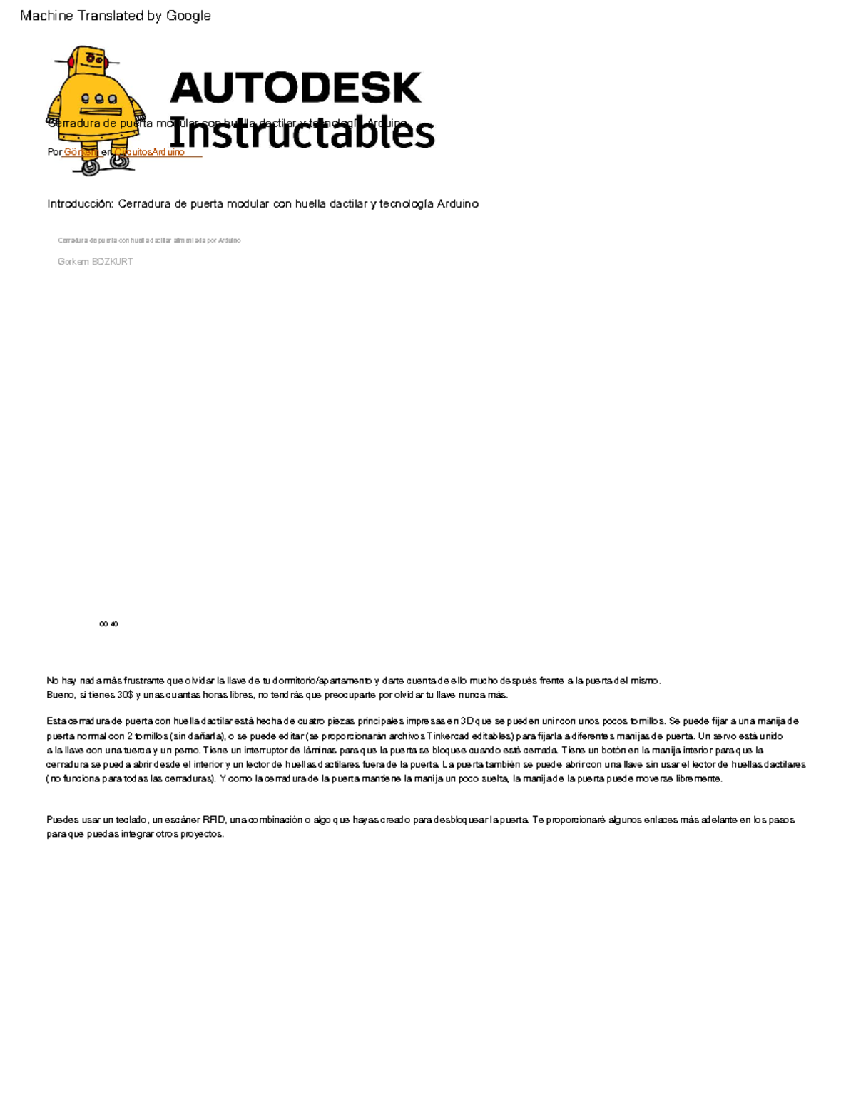 Modular Arduino-powered Fingerprint Door Lock 8 Steps (with Pictures) - Instructables - No hay ...